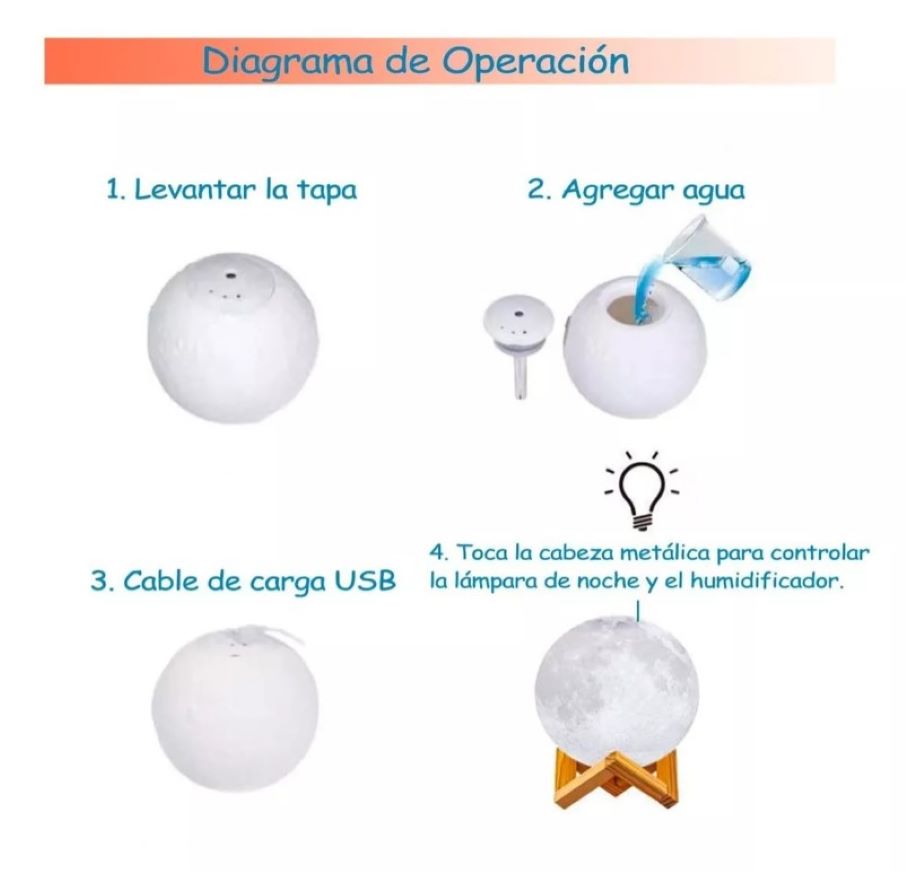 Lampara Humidificador Difusor Luna 3d Colores Con Base Madera – Zhopi.co